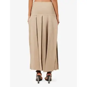 Alaïa Pleated Silk-blend Midi Skirt
