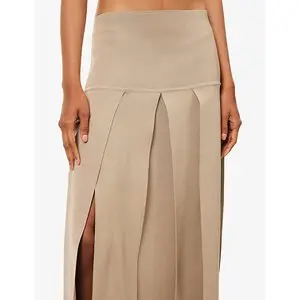 Alaïa Pleated Silk-blend Midi Skirt