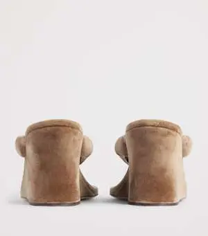 Balenciaga Velvet Wedge Thong Sandals - Brown