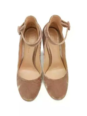 GIANVITO ROSSI Block Heel Ankle Strap Pumps - Neutrals