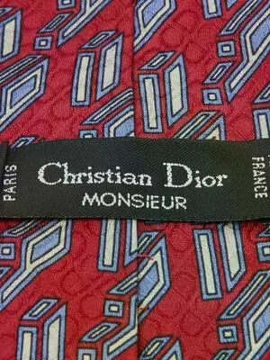 Dior Geometric Logo Silk Neck Tie - Red