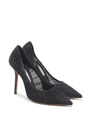JIMMY CHOO Glitter Detail Mesh Pointed Toe Pumps