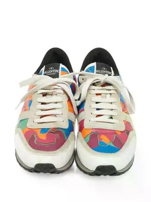 Valentino Garavani Rockrunner Camouflage Print Lace-up Sneakers - Grey