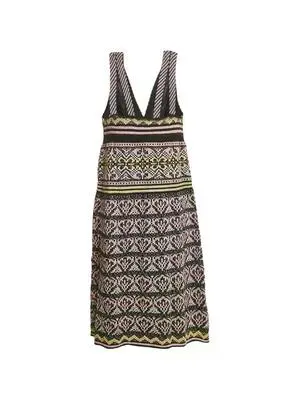 Missoni Lurex V-neck Maxi Dress With Patterned Design And Front Slit