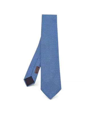 Hermès Printed Silk Neck Tie - Blue