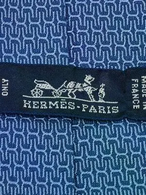 Hermès Printed Silk Neck Tie - Blue