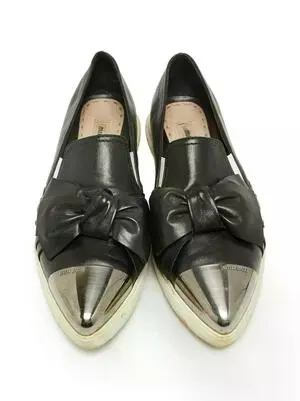 Miu Miu Leather Bow Detail Loafers