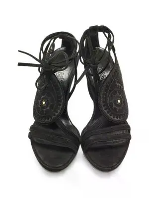 Hermès Embroidered Paisley Ankle-tie Sandals