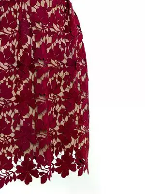 SELF-PORTRAIT Burgundy Floral Lace Mini Dress