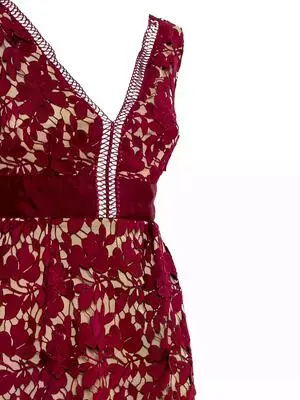 SELF-PORTRAIT Burgundy Floral Lace Mini Dress