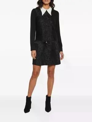 Versace Leopard Jacquard Dress With Bow Detail - Black