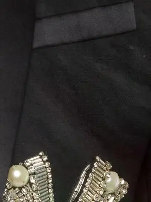 AREA Crystal Embellished Bow Cropped Blazer