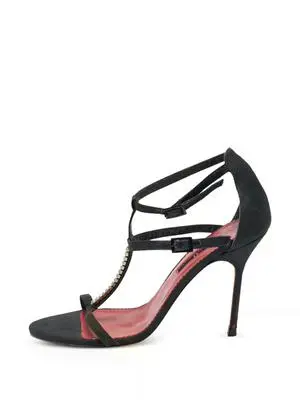 Carolina Herrera Embellished Ankle Strap Stiletto Sandals - Black