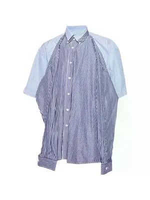 Balenciaga 2018 Double Pinstripe Oversized Shirt - Blue