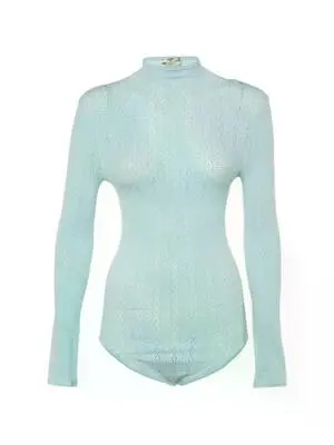 Fendi Mesh Long Sleeve Bodysuit - Blue