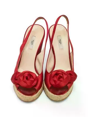Prada Rose Slingback Espadrilles - Red