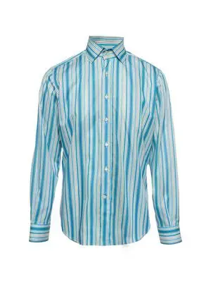 Etro Striped Poplin Shirt - Blue