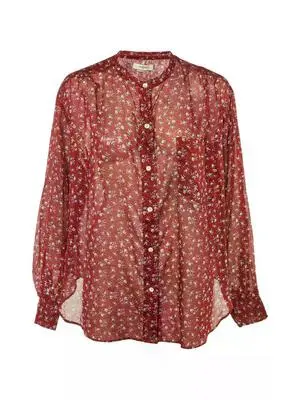 ISABEL MARANT VINTAGE Floral Print Band Collar Shirt - Red