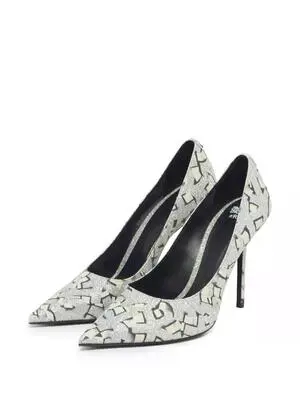 JIMMY CHOO Tone Glitter Finish Pointed Toe High Stiletto Heel Pumps - Silver