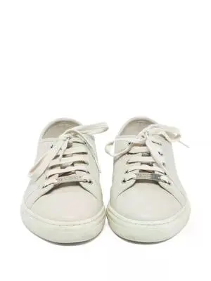 Gucci Grey Leather Round Toe Lace-up Sneakers