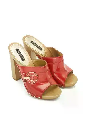 Dolce & Gabbana Studded Patent Leather Block Heel Sandals