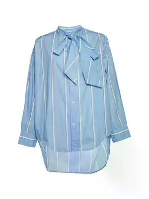 Balenciaga Striped Pussy-bow Shirt - Blue