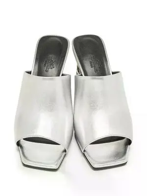Hermès Kylie Leather Slip-on Sandals - Silver