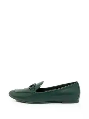 FERRAGAMO Trifoglio Leather Loafers - Green