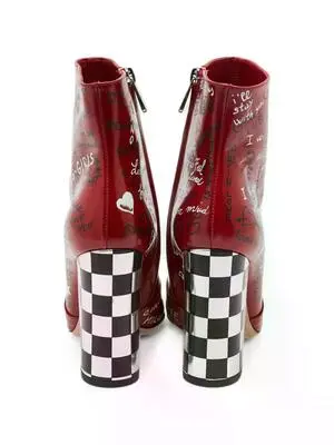 Dolce & Gabbana Graffiti Print Leather Ankle Boots