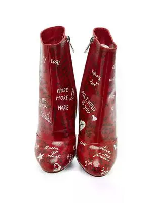 Dolce & Gabbana Graffiti Print Leather Ankle Boots