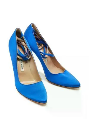 Manolo Blahnik Satin Ankle-wrap Pumps