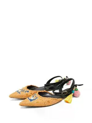 Dolce & Gabbana Woven Anchor-patch Slingback Flat Pumps