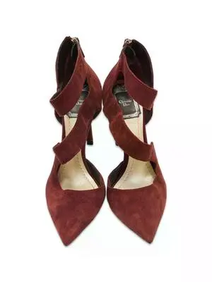 Dior Burgundy Suede D'orsay Pointed-toe Pumps