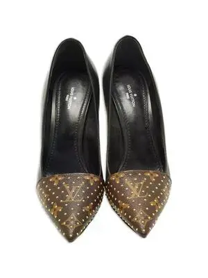 LOUIS VUITTON Monogram Canvas Studded Pumps