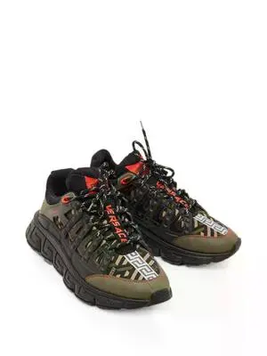 Versace Trigreca Panelled Sneakers - Black