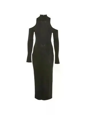 Balmain Cold-shoulder Wool Maxi Dress - Black