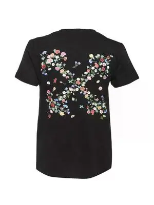 Off-White Floral Embroidered Arrow T-shirt - Black