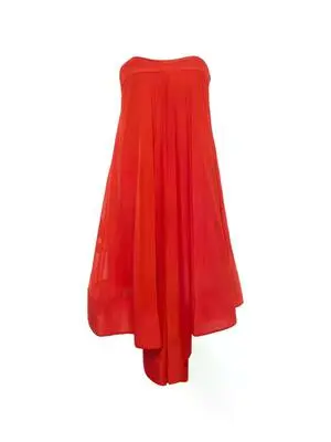 Celine Strapless Draped Midi Dress - Red