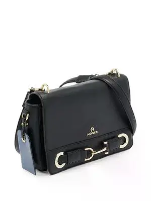 AIGNER Flap Leather Shoulder Bag - Black
