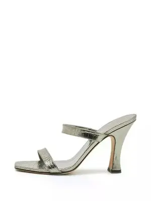 Paris Texas Tone Croc-embossed Open-toe Heeled Sandals - Silver