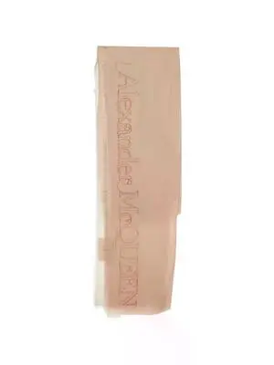 Alexander McQueen Logo-print Frayed Scarf - Neutrals