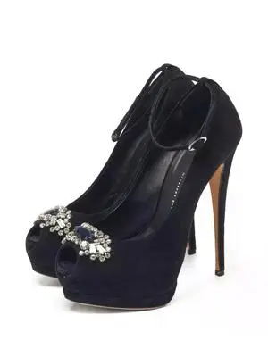 GIUSEPPE ZANOTTI Embellished Peep-toe Platform Pumps - Black