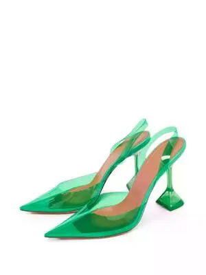 Amina Muaddi Holli Glass Pointed-toe Pumps - Green