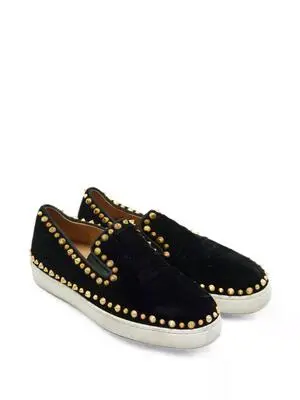 CHRISTIAN LOUBOUTIN Pik Boat" Spike Embellished Slip-on Sneakers - Black