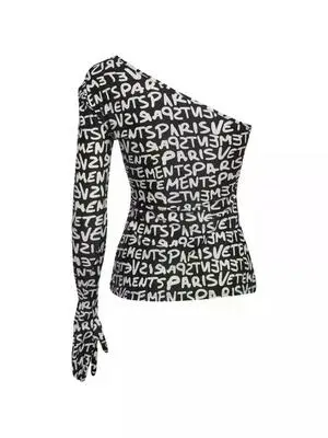 Vetements Logo-print One-shoulder Top - Black