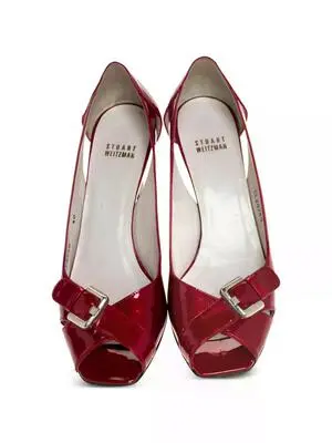 STUART WEITZMAN Open-toe Buckle Detail Wedge Pumps