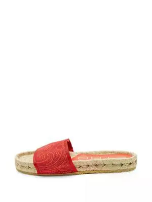 Etro Paisley Print Espadrille Slides - Red