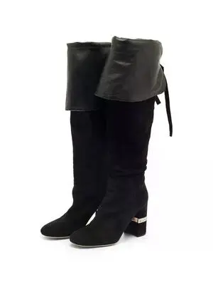 Miu Miu Suede Crystal-embellished Block Heel Boots