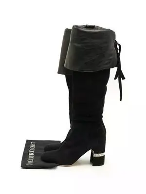 Miu Miu Suede Crystal-embellished Block Heel Boots