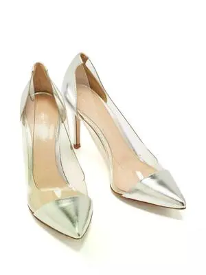 GIANVITO ROSSI Tone Metallic Transparent Panel Pointed Toe Pumps